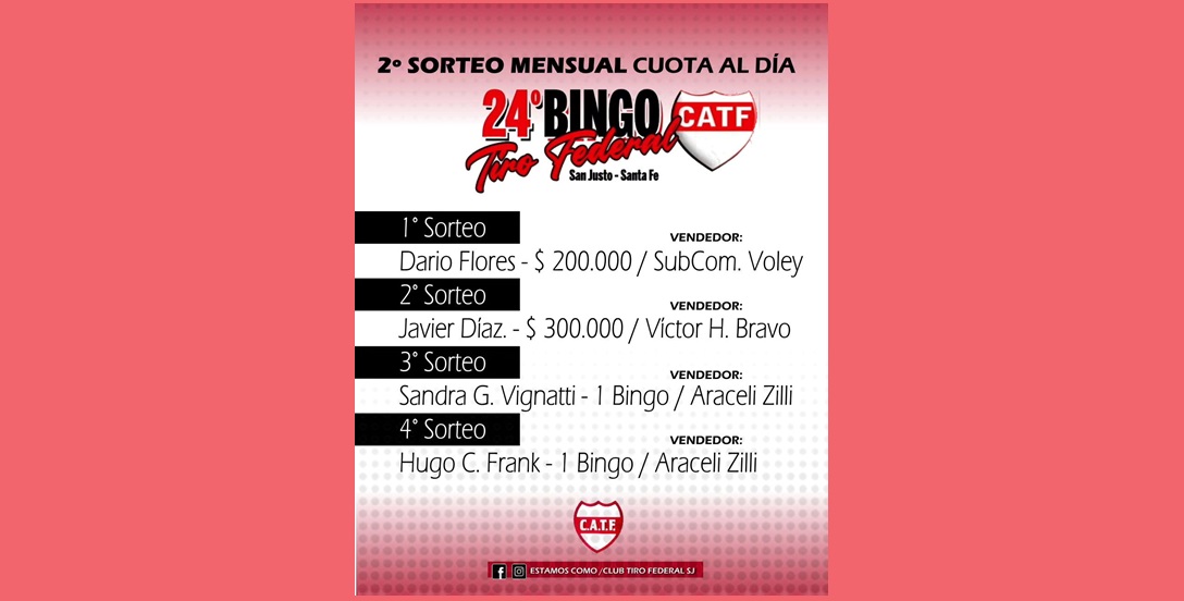 Nómina de ganadores del segundo sorteo mensual del Bingo 2024 - San ... Nómina de ganadores del segundo sorteo mensual del Bingo 2024 - San ...